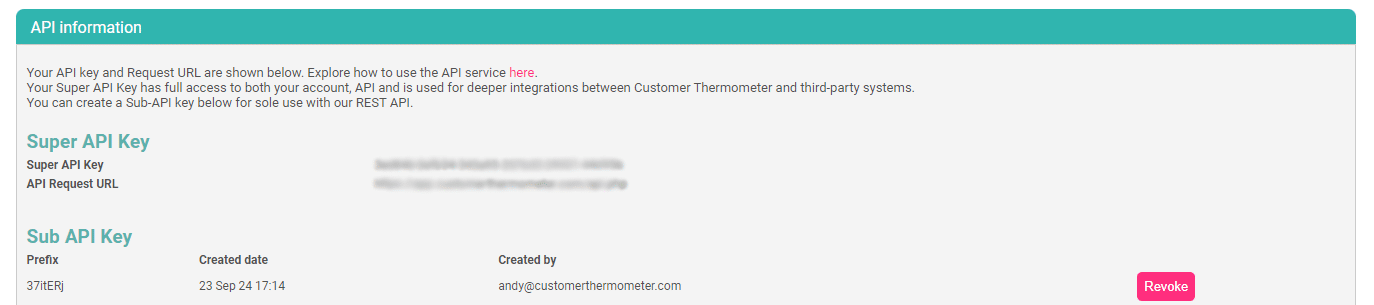 RESTful API documentation - Customer Thermometer